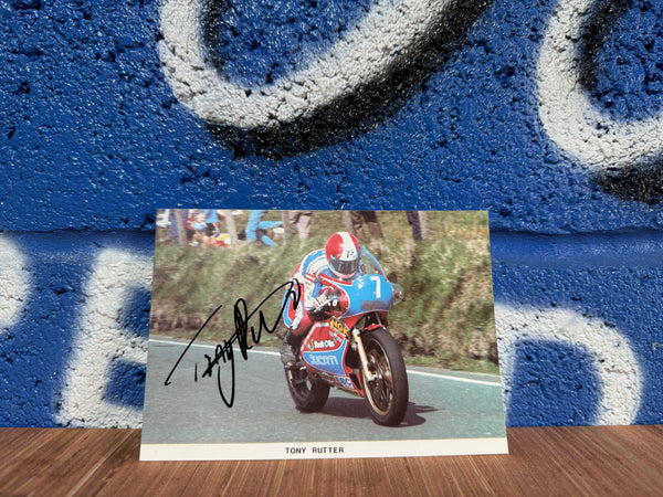 GENUINE TONY RUTTER HAND SIGNED TT POSTCARD – Huggys Speedshop