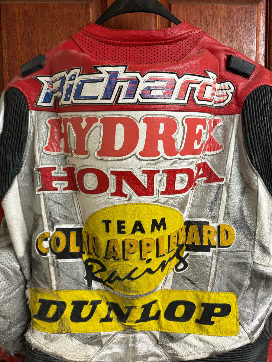 GENUINE GLEN RICHARDS HYDREX HONDA RACE USED LEATHERS – Huggys Speedshop